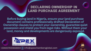 DECLARATION OF OWNERSHIP IN LAND PURCHASE AGREEMENT - Apex Chambers Global